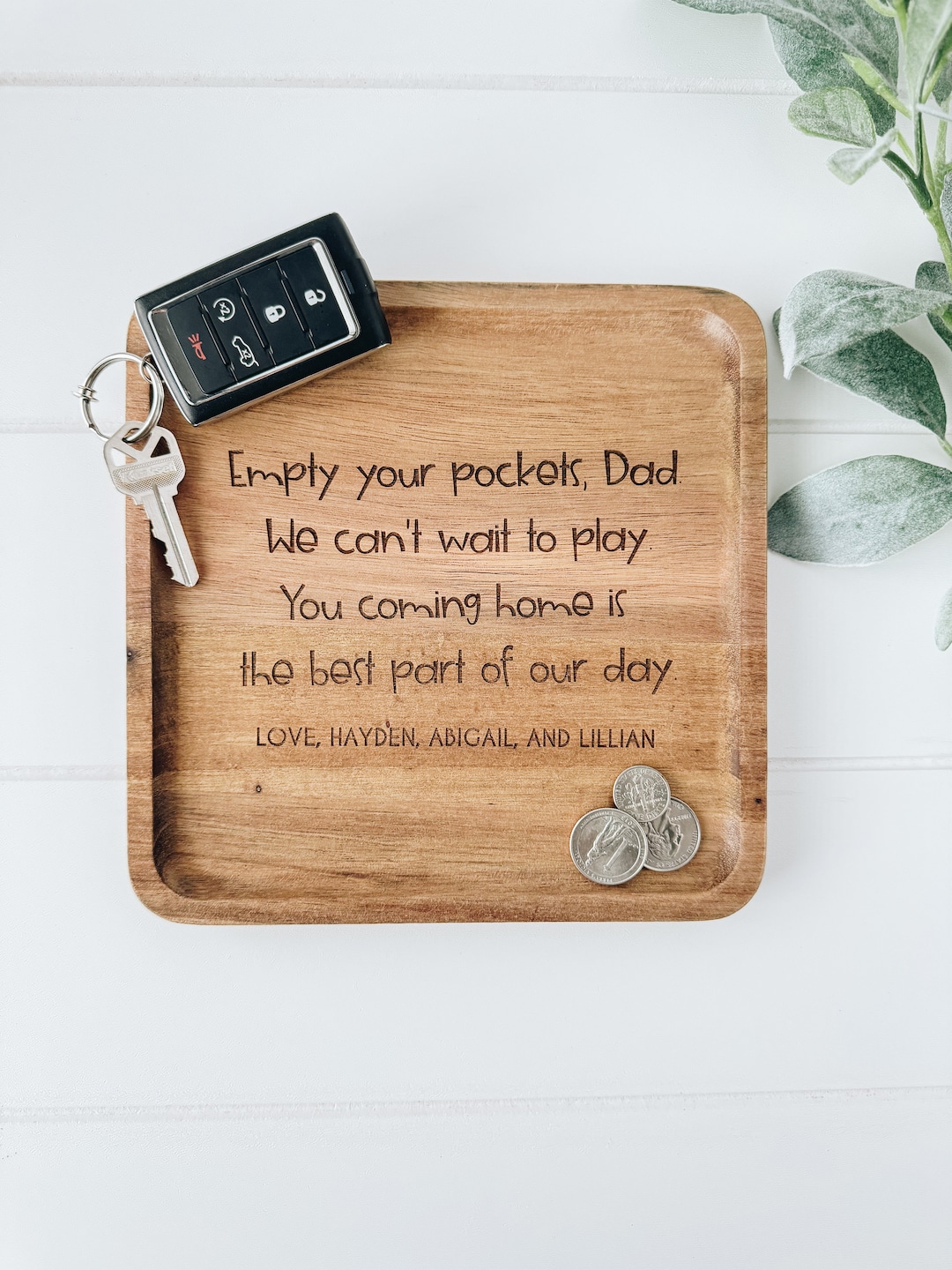 Gift From Kids to Dad, Empty Your Pockets Daddy, Custom Engraved Father ...