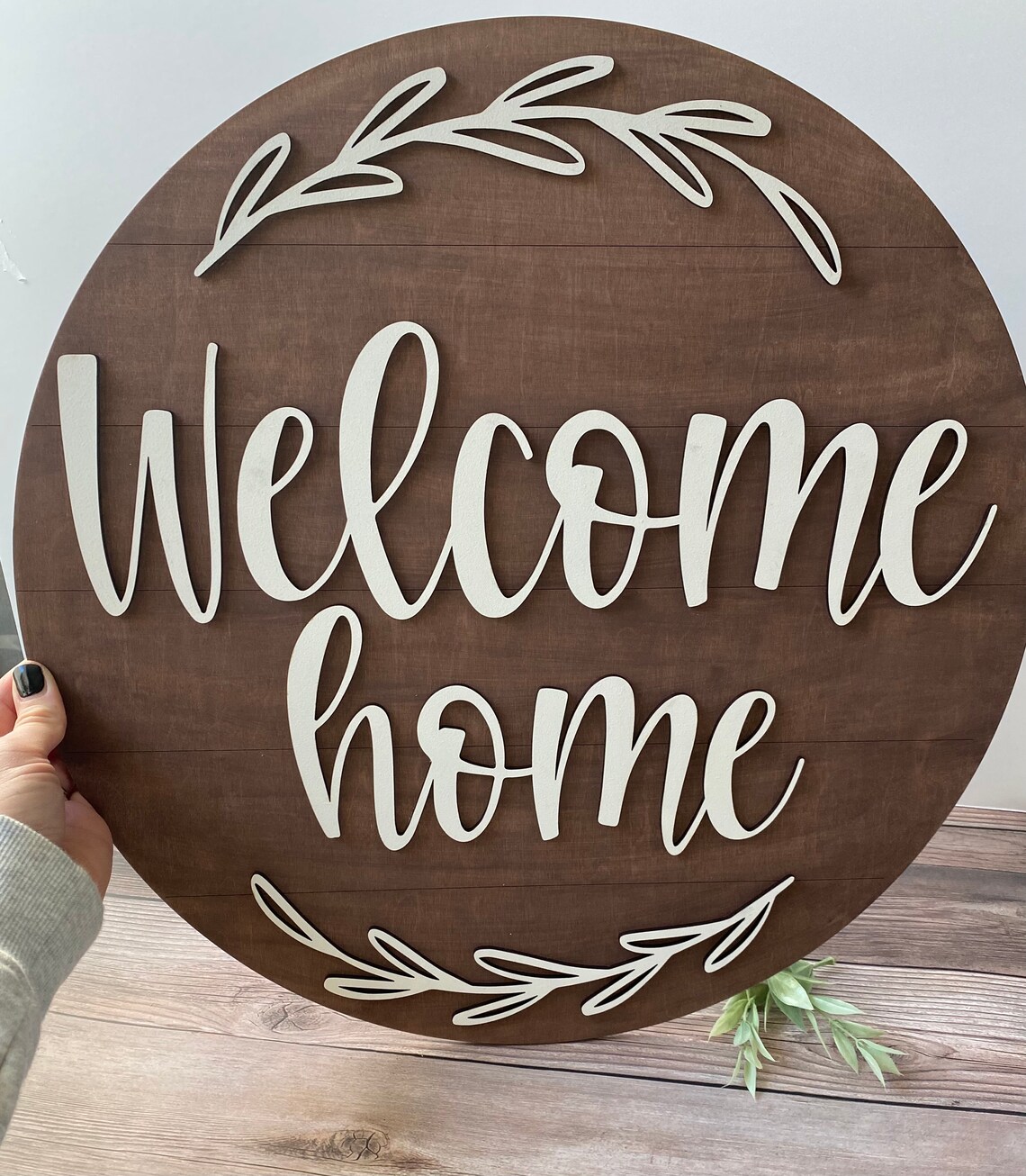 Welcome home sign 3D Wood Sign Wood Sign Circle Shiplap | Etsy