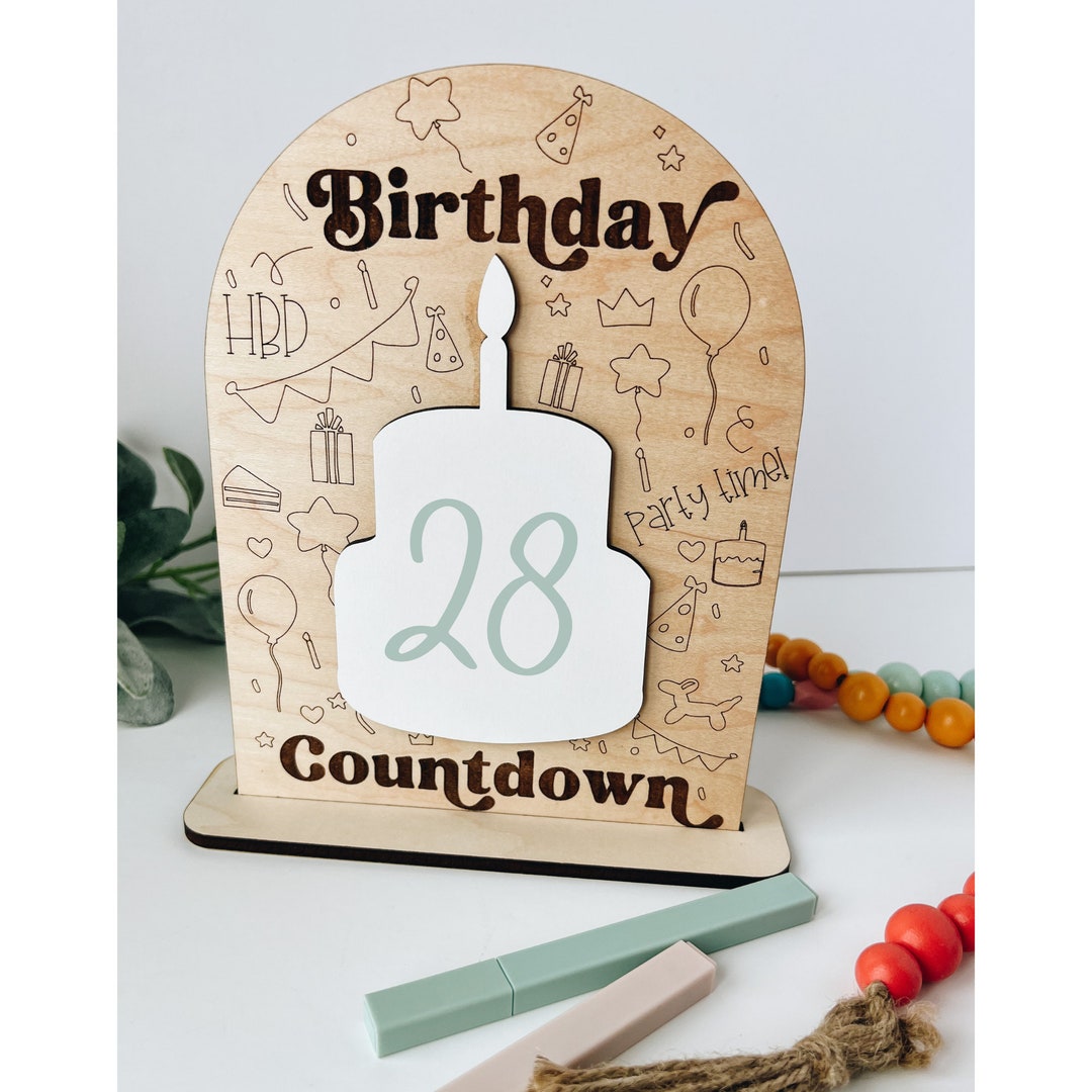 Wooden Birthday Countdown Calendar: Personalized Kids Decoration - Etsy