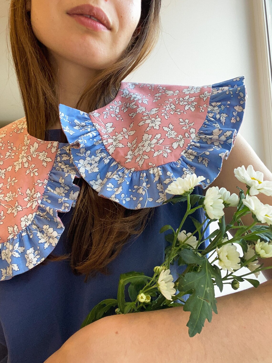 Cute Frilled Collar Floral Reversible Ruffled Women Collar - Etsy