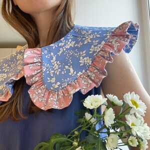 Cute Frilled Collar Floral Reversible Ruffled Women Collar Detachable ...
