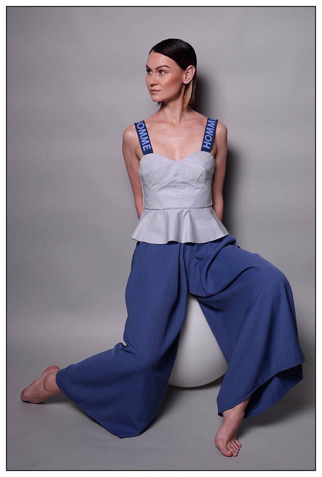 Blue Cotton Top Basque Summer Designer Corset Top Casual Suit High ...