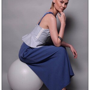 Blue Cotton Top Basque Summer Designer Corset Top Casual Suit High ...