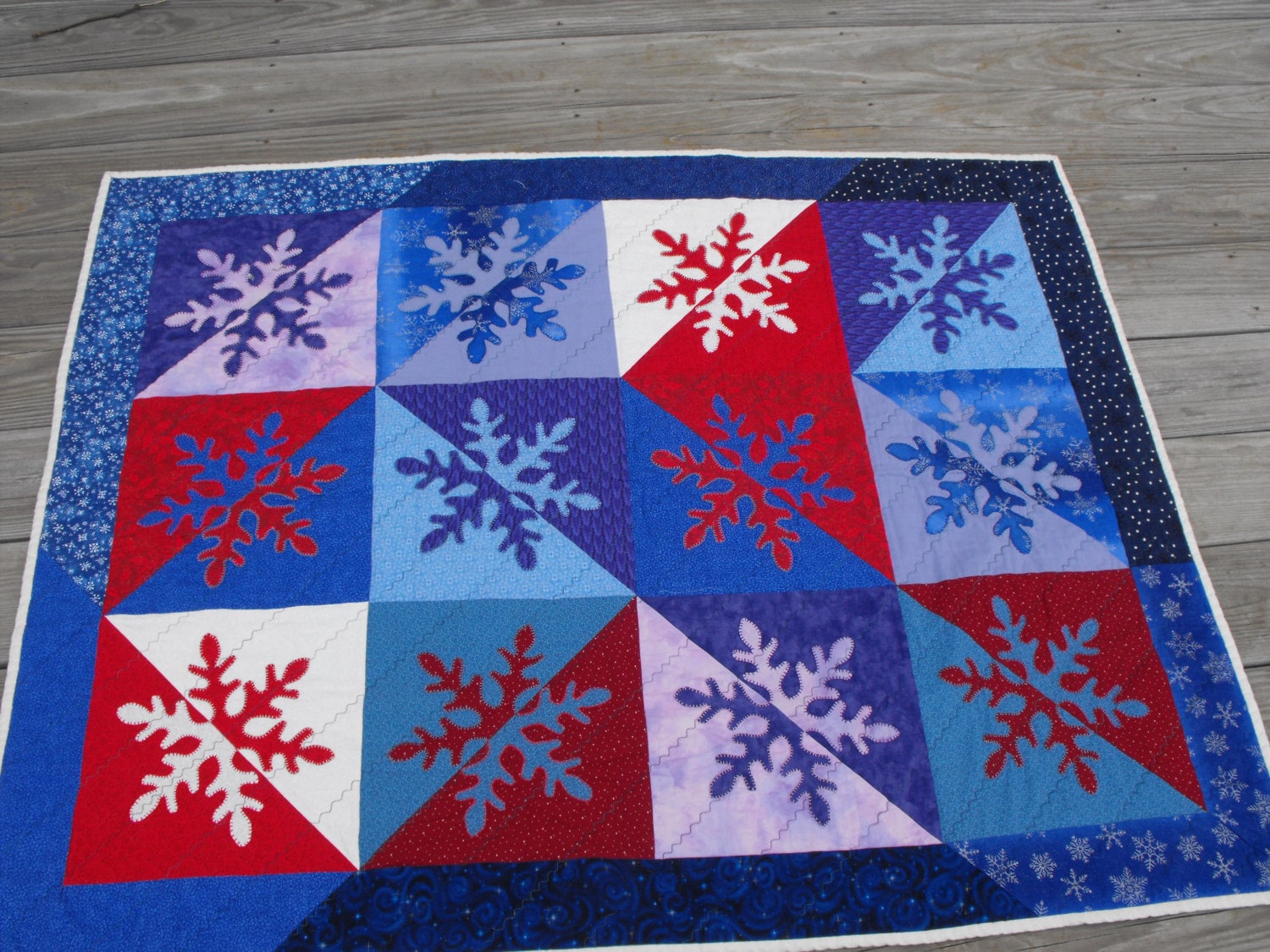Snowflake Quilt Art Quilt Contemporary Quilt Handmade Quilt Wallhanging ...