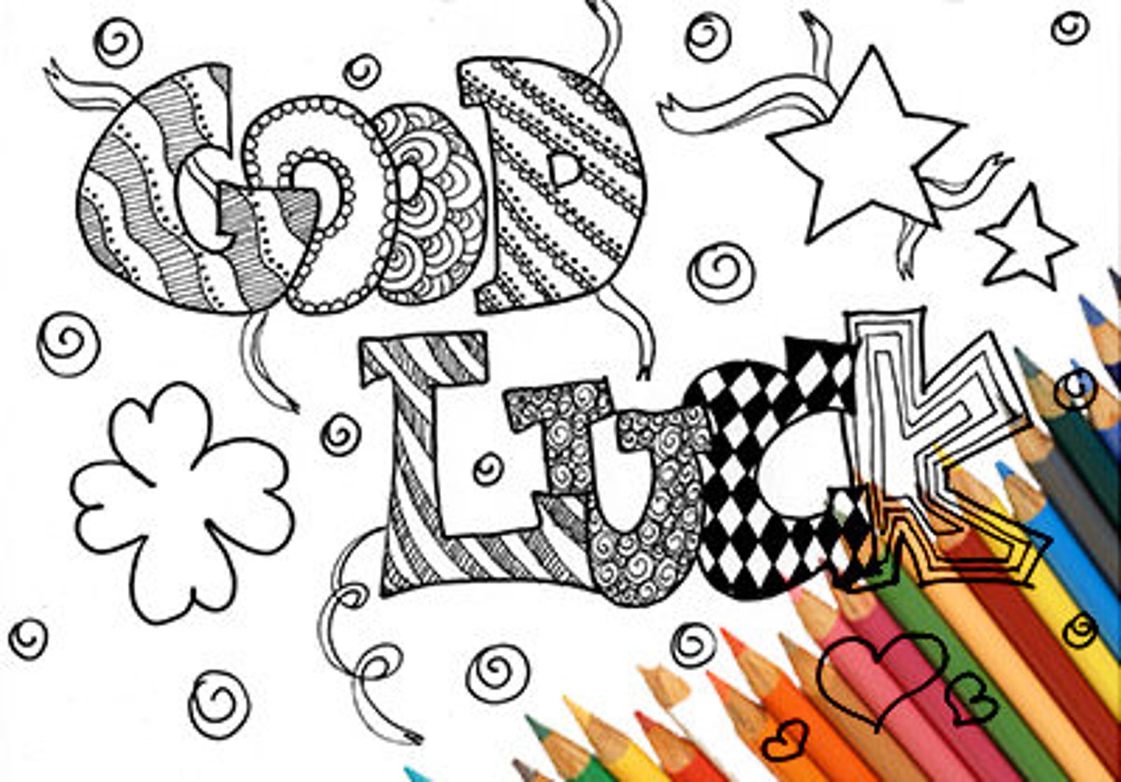 Good Luck Coloring Page to Print Downloads Printable Page A4 - Etsy