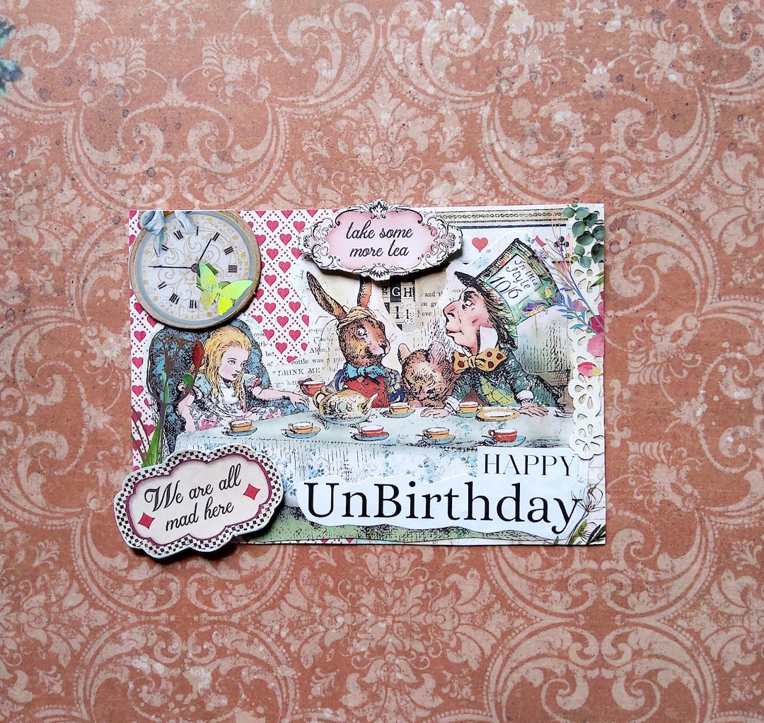 Happy Unbirthday Greeting Card 3D Alice in Wonderlands Mad Hatter Paper ...