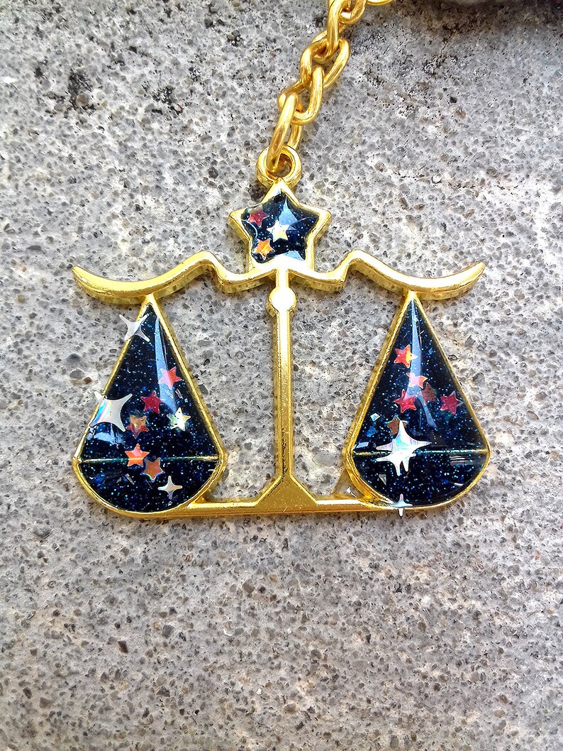 Libra Keychain Zodiac Resin Horoscope Sign September October - Etsy