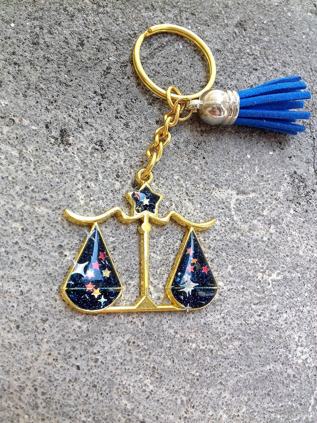 Libra Keychain Zodiac Resin Horoscope Sign September October - Etsy