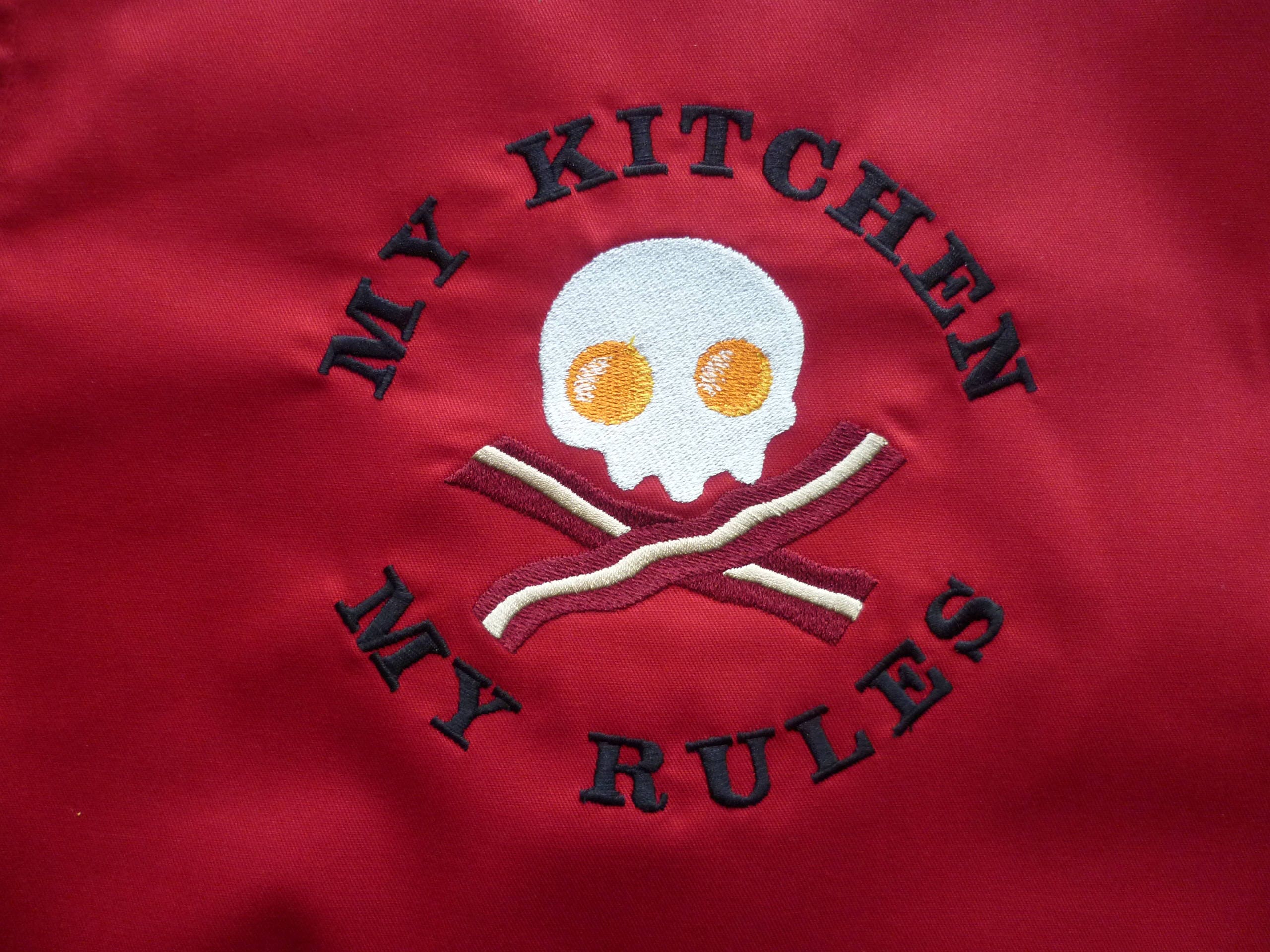 Kitchen Apron My Kitchen My Rules Skull Crossbones BBQ - Etsy UK