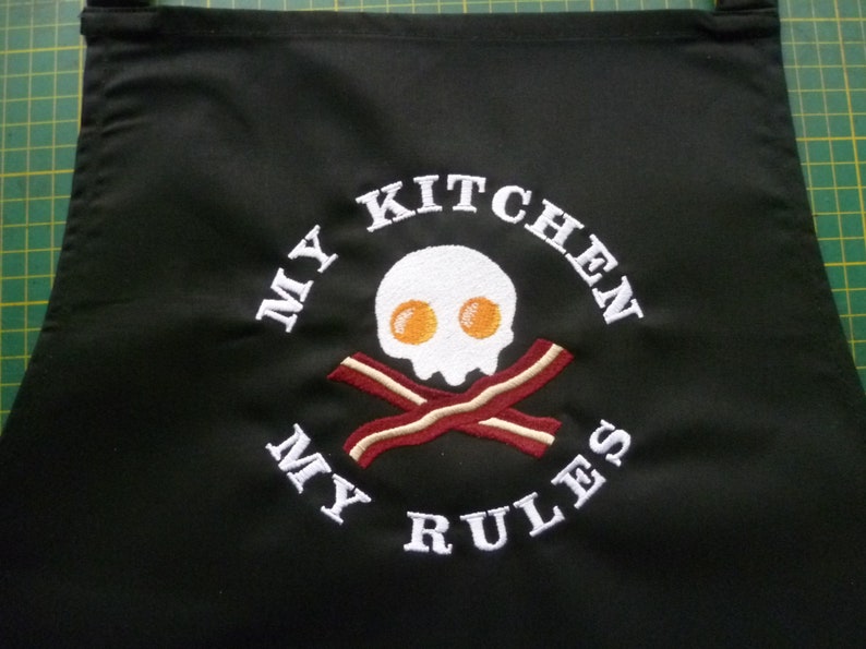 Kitchen Apron My Kitchen My Rules Skull Crossbones BBQ - Etsy UK