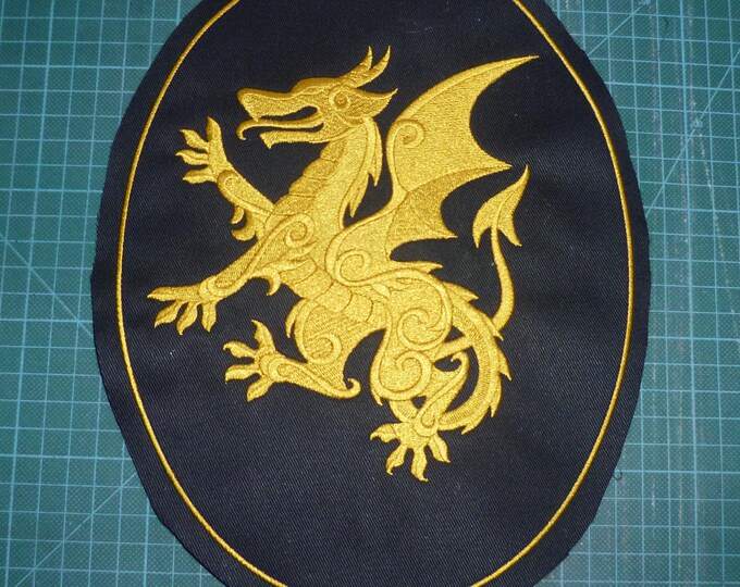 Heraldic Dragon Patch, Rampant Dragon Tabard Patch, LARP, SCA, Re ...