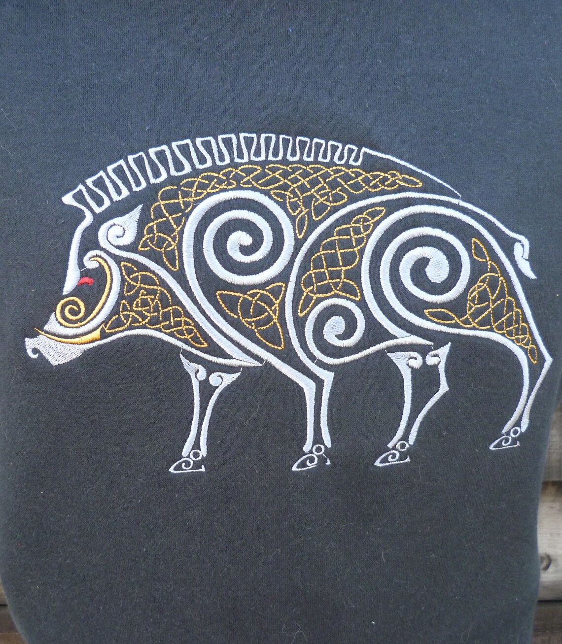 Knotwork Boar Hoodie Celtic Boar Sweater Embroidered Hoodie - Etsy UK