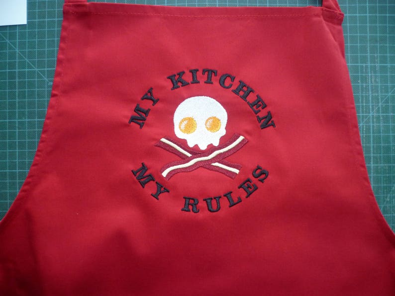 Kitchen Apron My Kitchen My Rules Skull Crossbones BBQ - Etsy UK