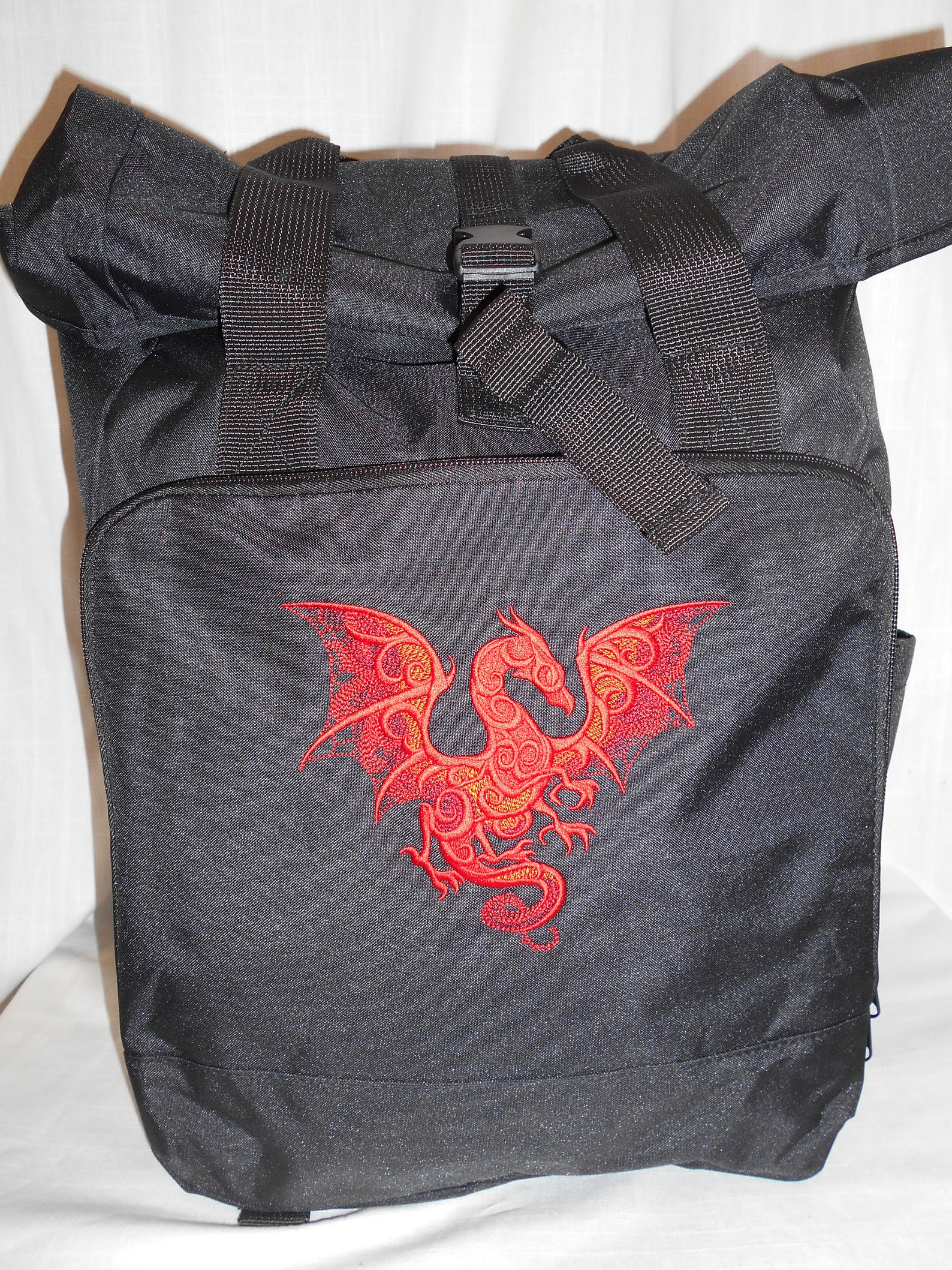 Smoky Dragon Roll-top Rucksack Backpack Embroidered Dragon - Etsy UK