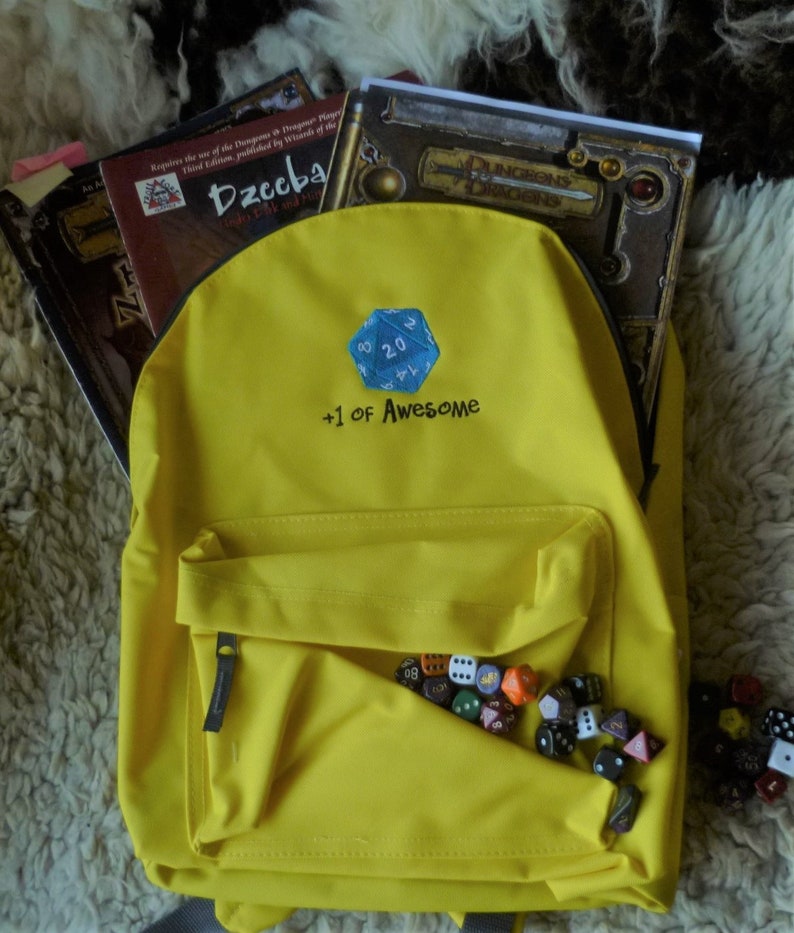 Gamer Bag, Dnd Backpack, Dnd Rucksack, +1 Awesome Embroidered Design ...