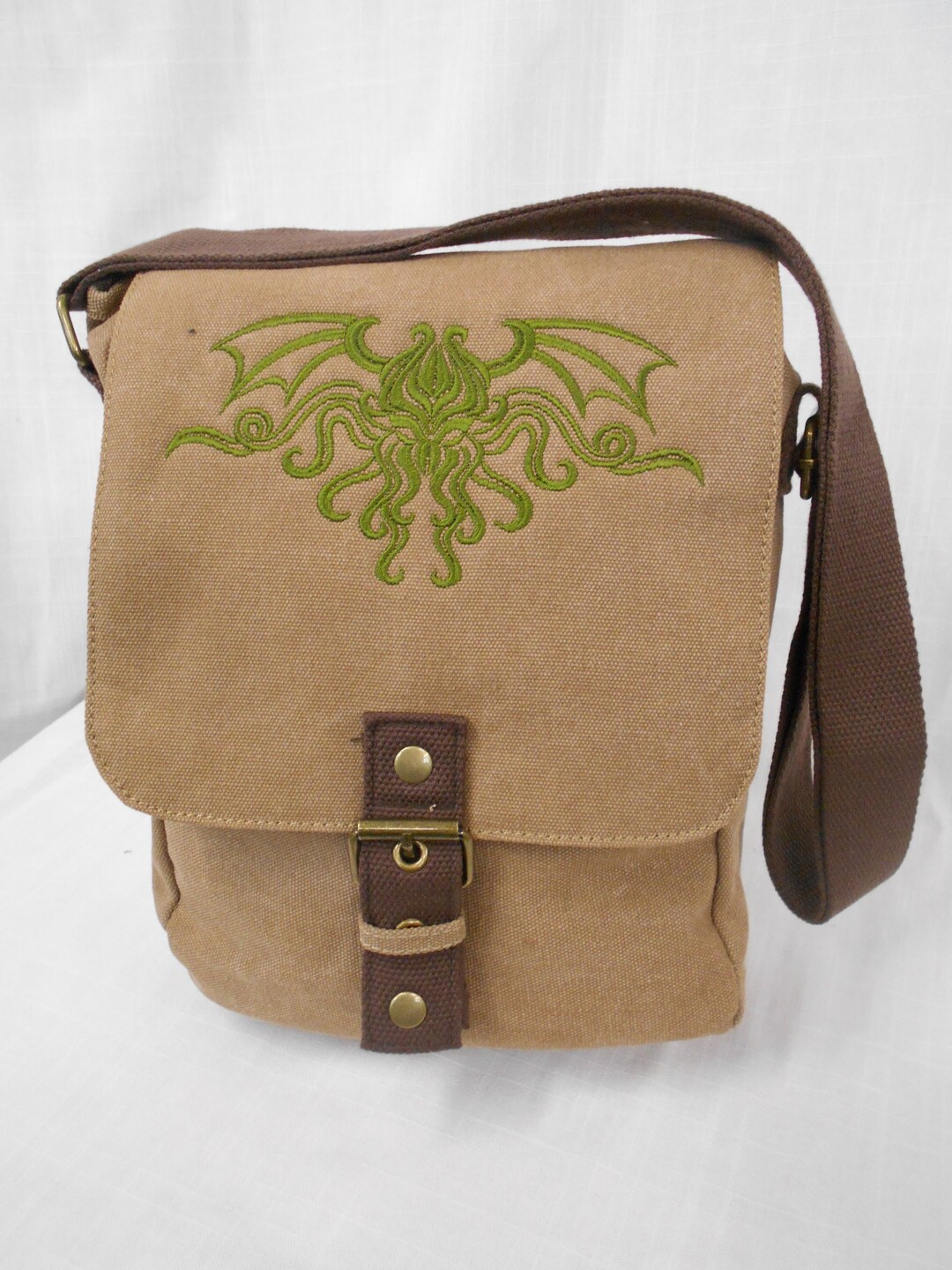 Cthulhu Tablet Bag, iPad Case, Embroidered Bag, Vintage Washed Canvas ...