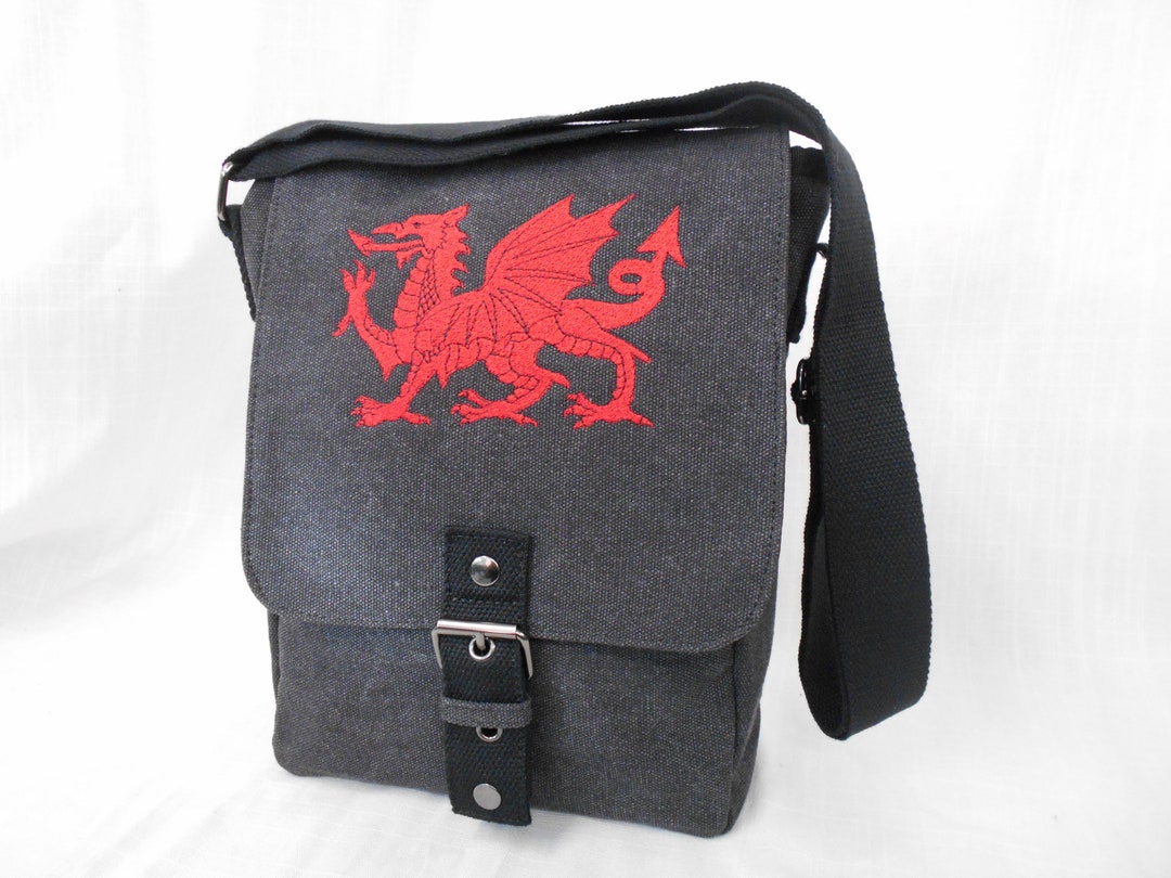 Welsh Dragon Tablet Bag, iPad Case, Embroidered Bag, Vintage Washed ...