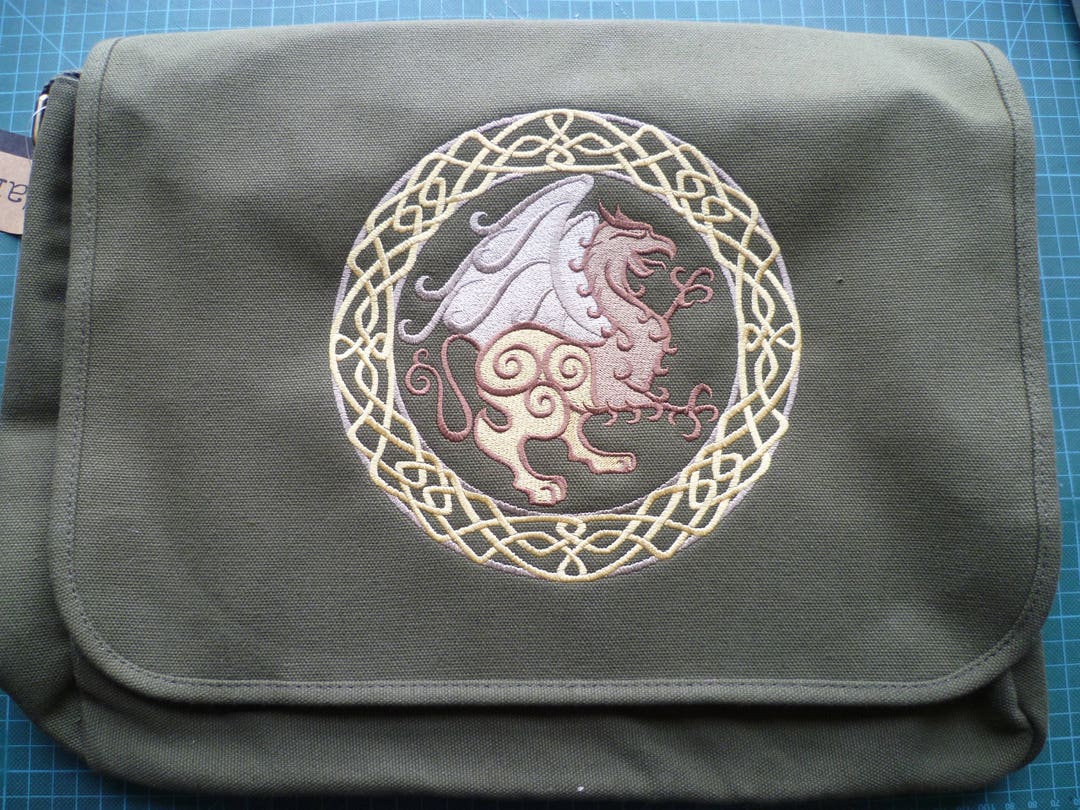 Griffin Bag, Griffin Messenger Bag, Canvas Celtic Knotwork Griffin Bag ...
