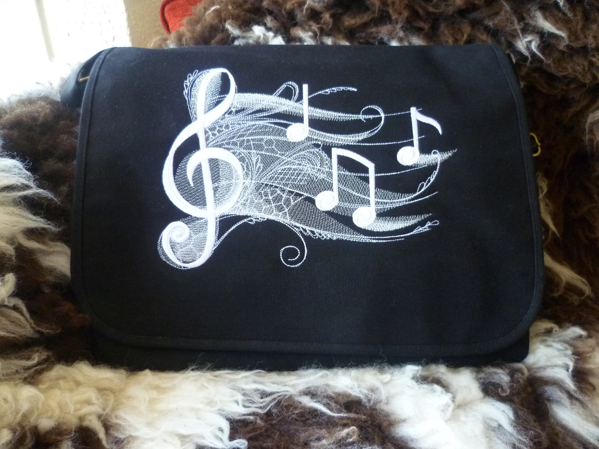 Music Bag Musical Notes Bag Cotton Canvas Shoulder Bag | Etsy