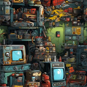 Post-apocalyptic fallout Inspired Images, Seamless Repeatable Digital ...