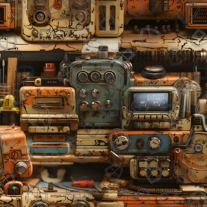 Post-apocalyptic fallout Inspired Images, Seamless Repeatable Digital ...