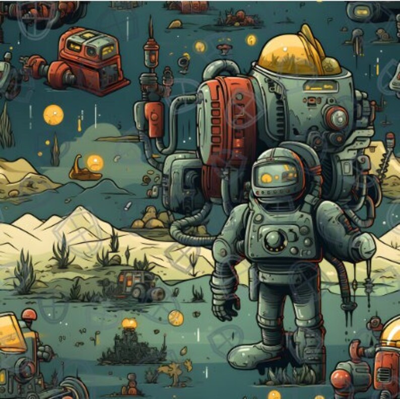 Post-apocalyptic fallout Inspired Images, Seamless Repeatable Digital ...
