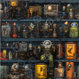 Post-apocalyptic fallout Inspired Images, Seamless Repeatable Digital ...