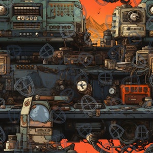 Post-apocalyptic fallout Inspired Images, Seamless Repeatable Digital ...