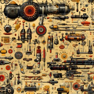 Post-apocalyptic fallout Inspired Images, Seamless Repeatable Digital ...