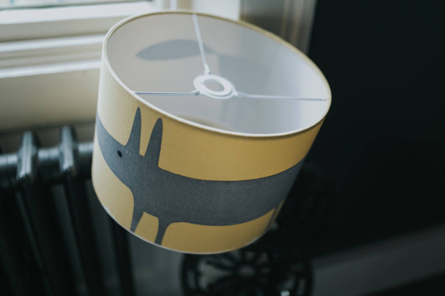 Scion Mr Fox Mustard & Gull Grey Drum Lampshade - Table Lampshade or ...