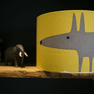 Scion Mr Fox Mustard & Gull Grey Drum Lampshade - Table Lampshade or ...