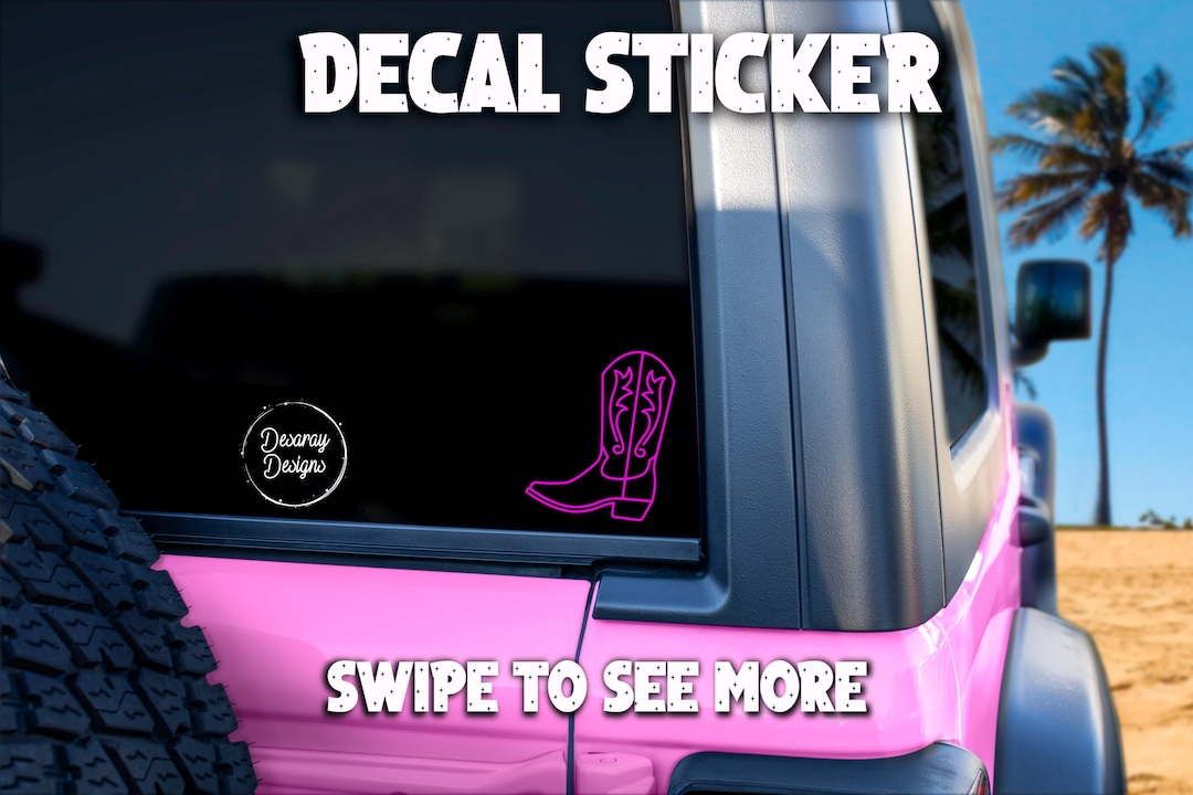 Cowgirl Boot Decal Sticker - Cowboy Boot Decal - Vinyl Decal Sticker ...