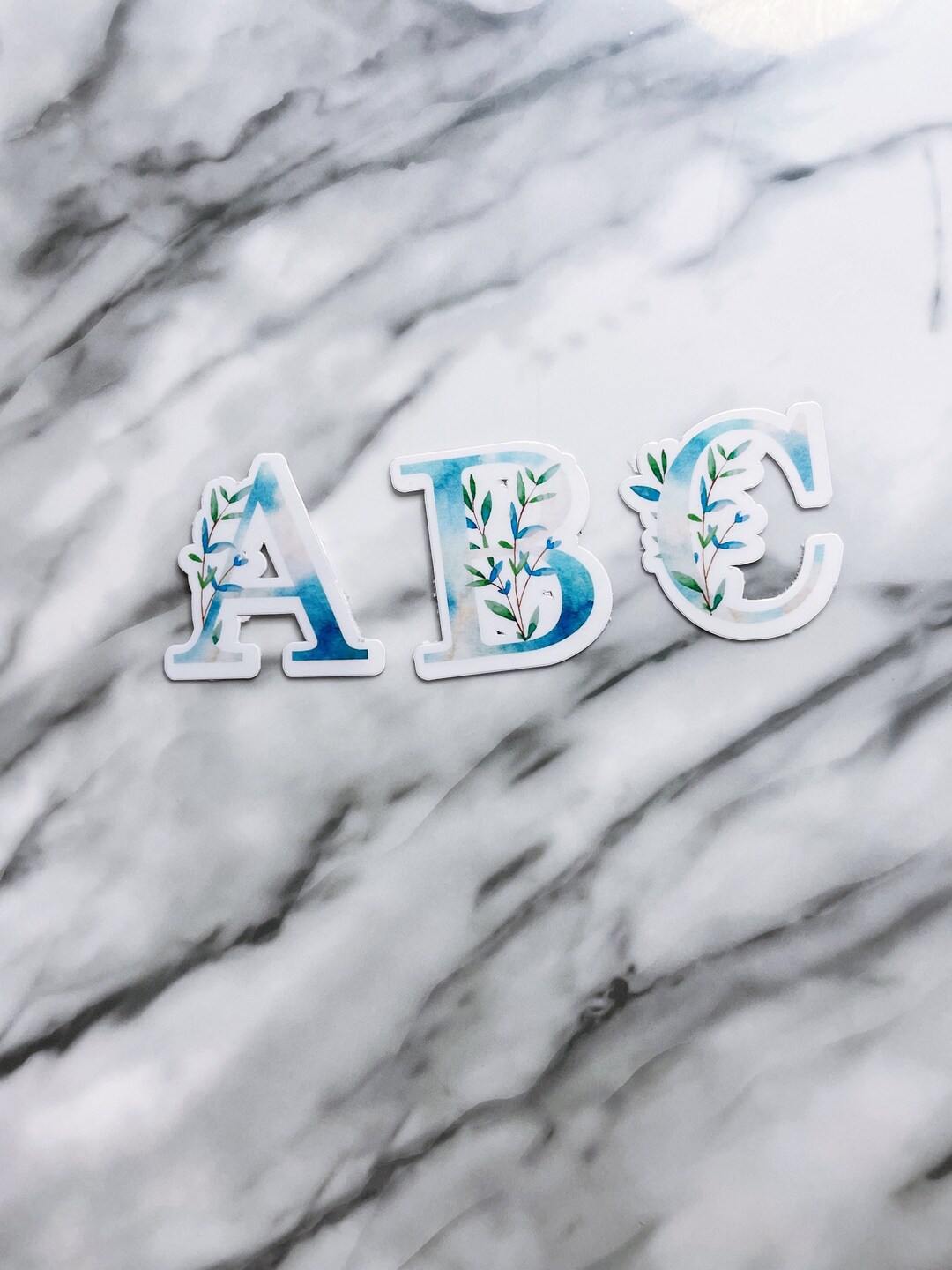 Floral Alphabet Stickers - Waterproof Initial Stickers - Etsy