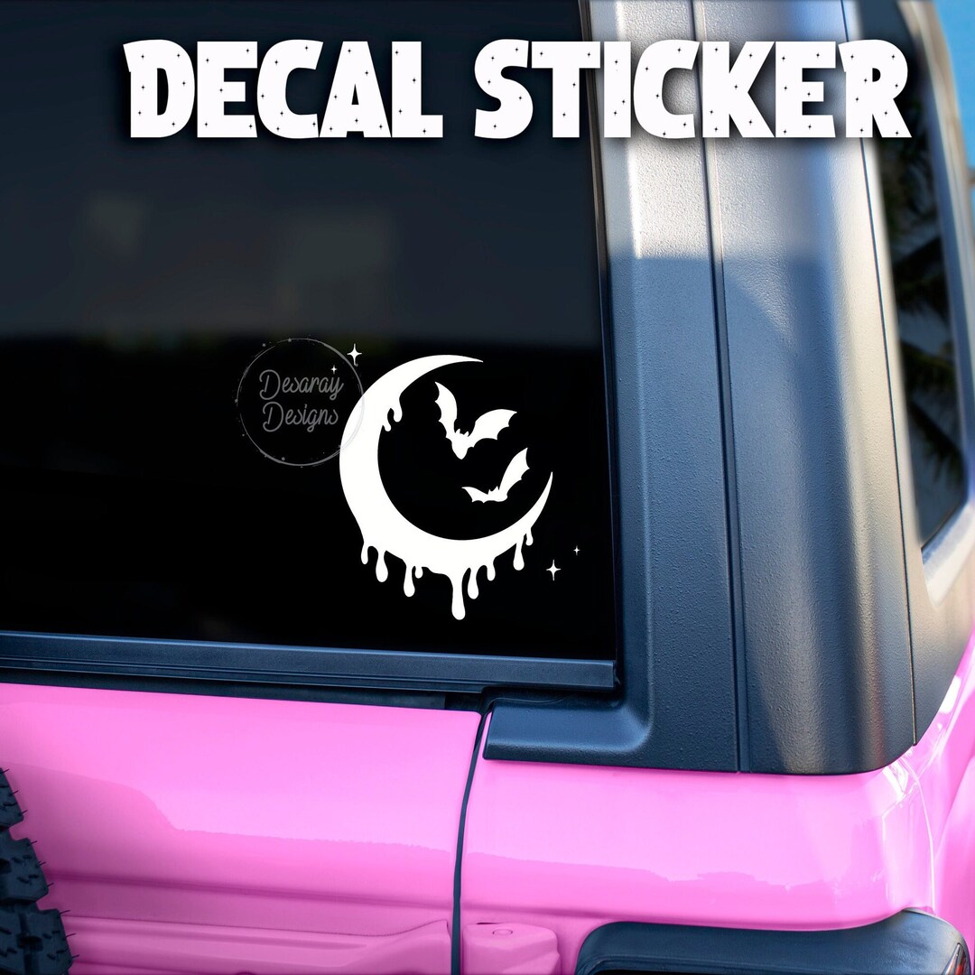 Moon Bat Decal Sticker - Bat Decal - Vinyl Decal Sticker - Car Decal ...