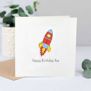 Rocket Birthday Card Personalised With Child's Name and Age - Etsy