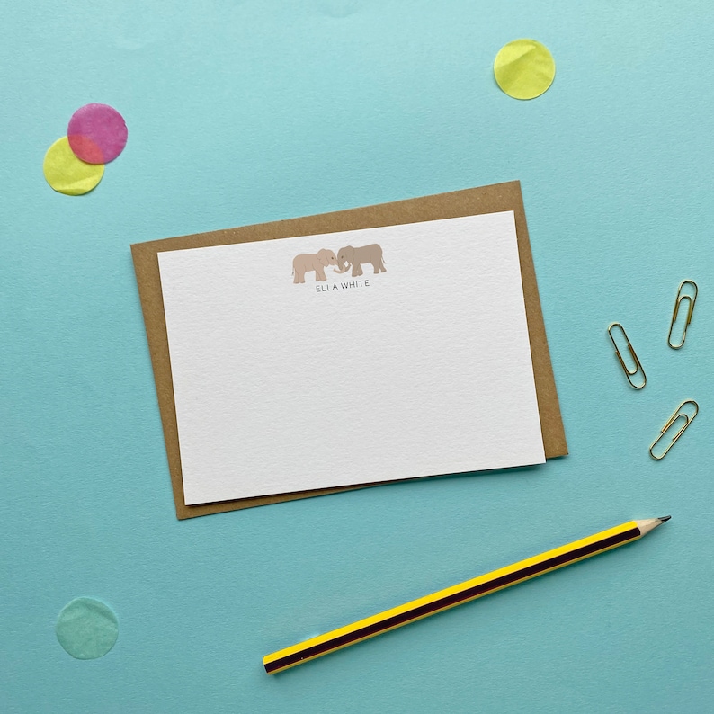 Elephant Note Cards for Kids,personalised Thank You Notes, Flat Note ...