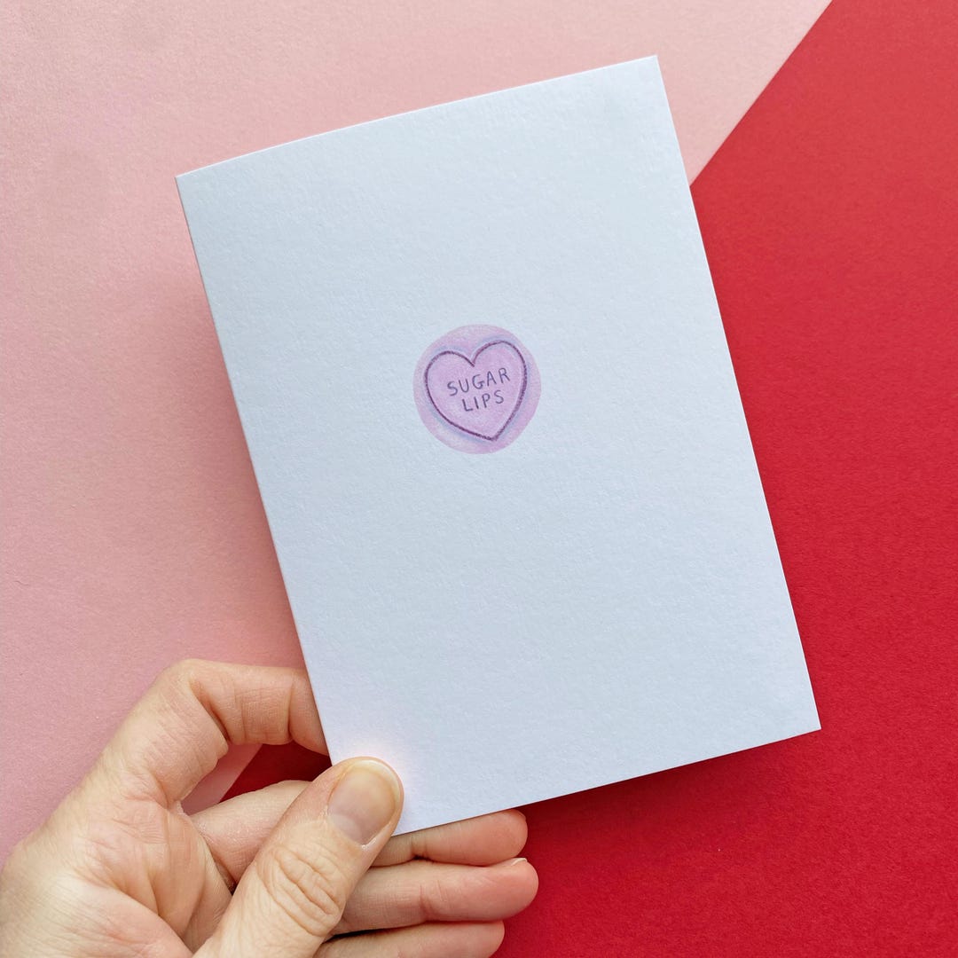 Sugar Lips Valentines Card, Love Hearts Card, Sweet Valentines Card - Etsy