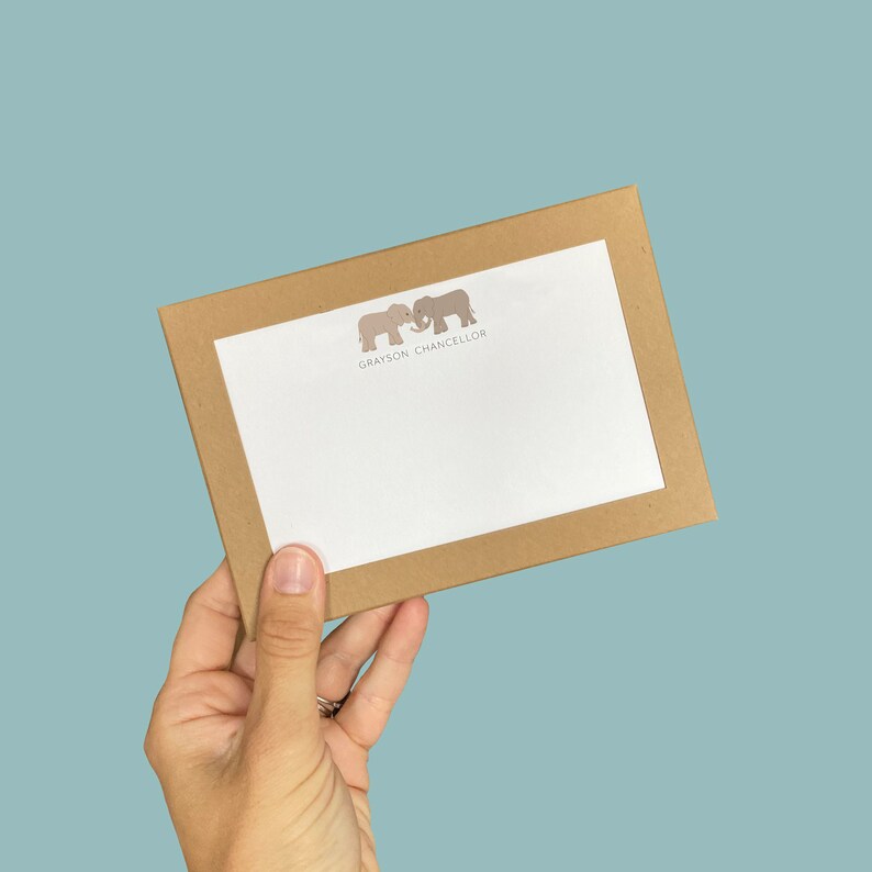 Elephant Note Cards for Kids,personalised Thank You Notes, Flat Note ...