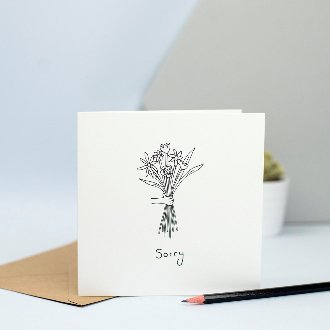 Hand-drawn Flower Sorry Card: Apology Illustration - Etsy
