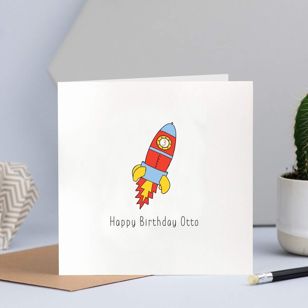 Rocket Birthday Card Personalised With Child's Name and Age - Etsy