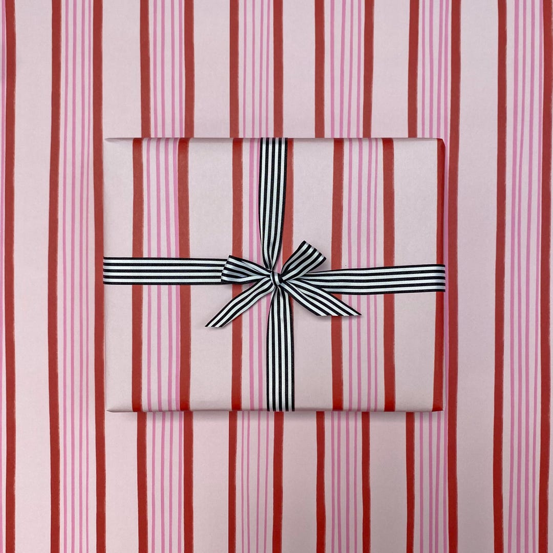 Red and Pink Striped Wrapping Paper - Cute Wrapping Paper, Stripy Gift ...