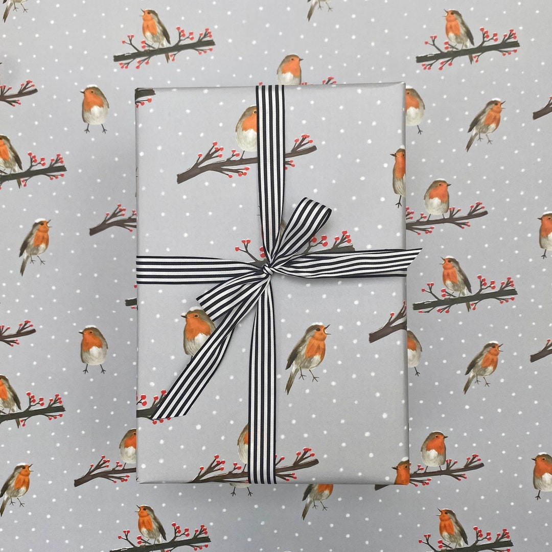 Christmas Robins Wrapping Paper, Robin Wrapping Paper, Recyclable ...