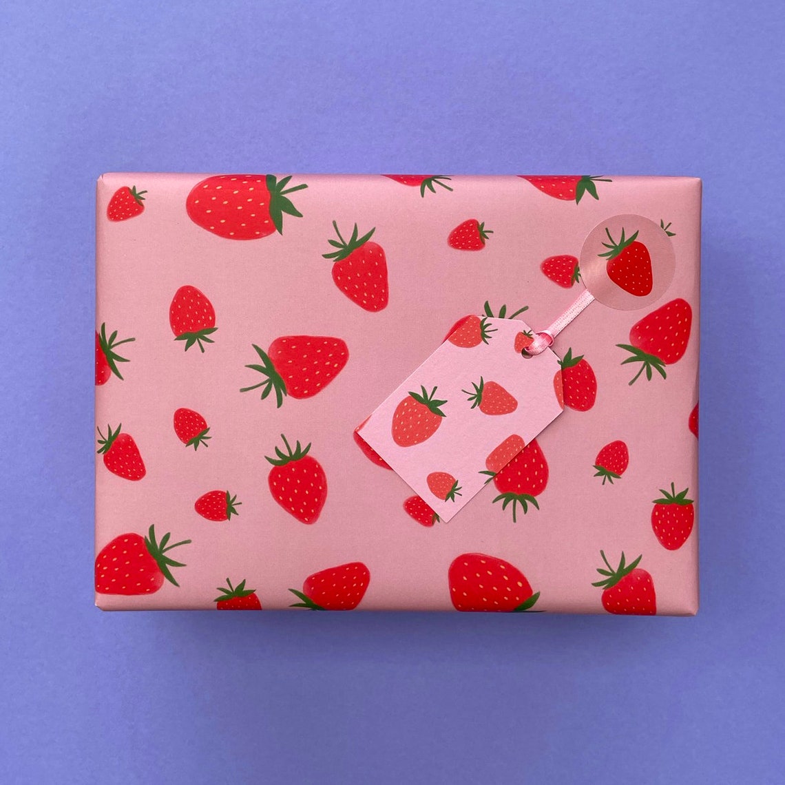 Strawberry Wrapping Paper Cute Wrapping Paper With a Fruit | Etsy