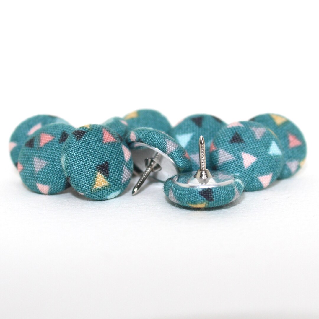 10 Small Teal Push Pins, Teal Blue Drawing Pins, Teal Fabric Thumb ...