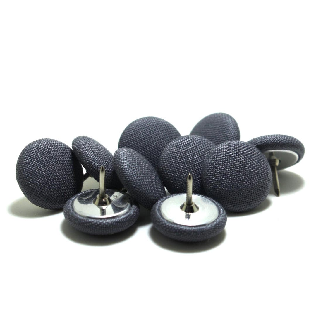 10 Steel Grey Push Pins, Grey Fabric Drawing Pins, Steel Grey Thumb ...