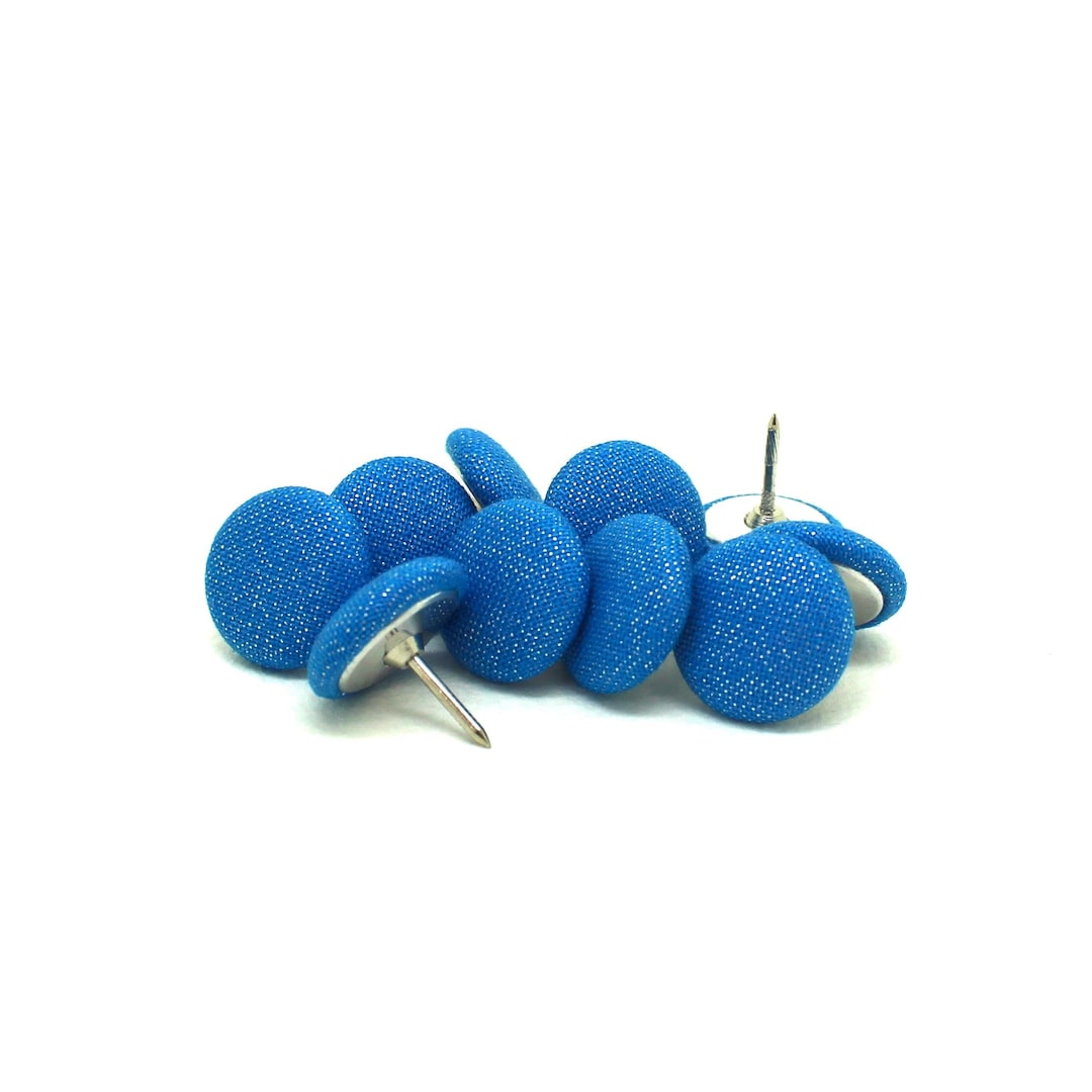 10 Blue Sparkly Push Pins Kona Sheen Fabric Pins Blue - Etsy