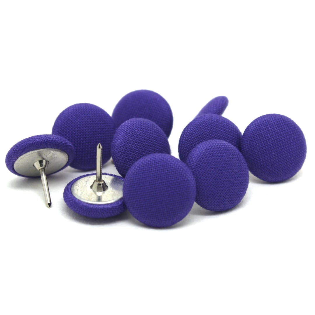 10 Small Purple Push Pins, Purple Cork Board Pins, Purple Fabric Push ...