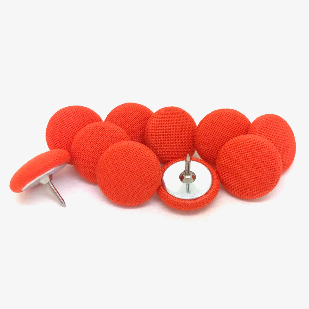 10 Tangerine Orange Push Pins, Orange Cork Board Pins, Orange Fabric ...