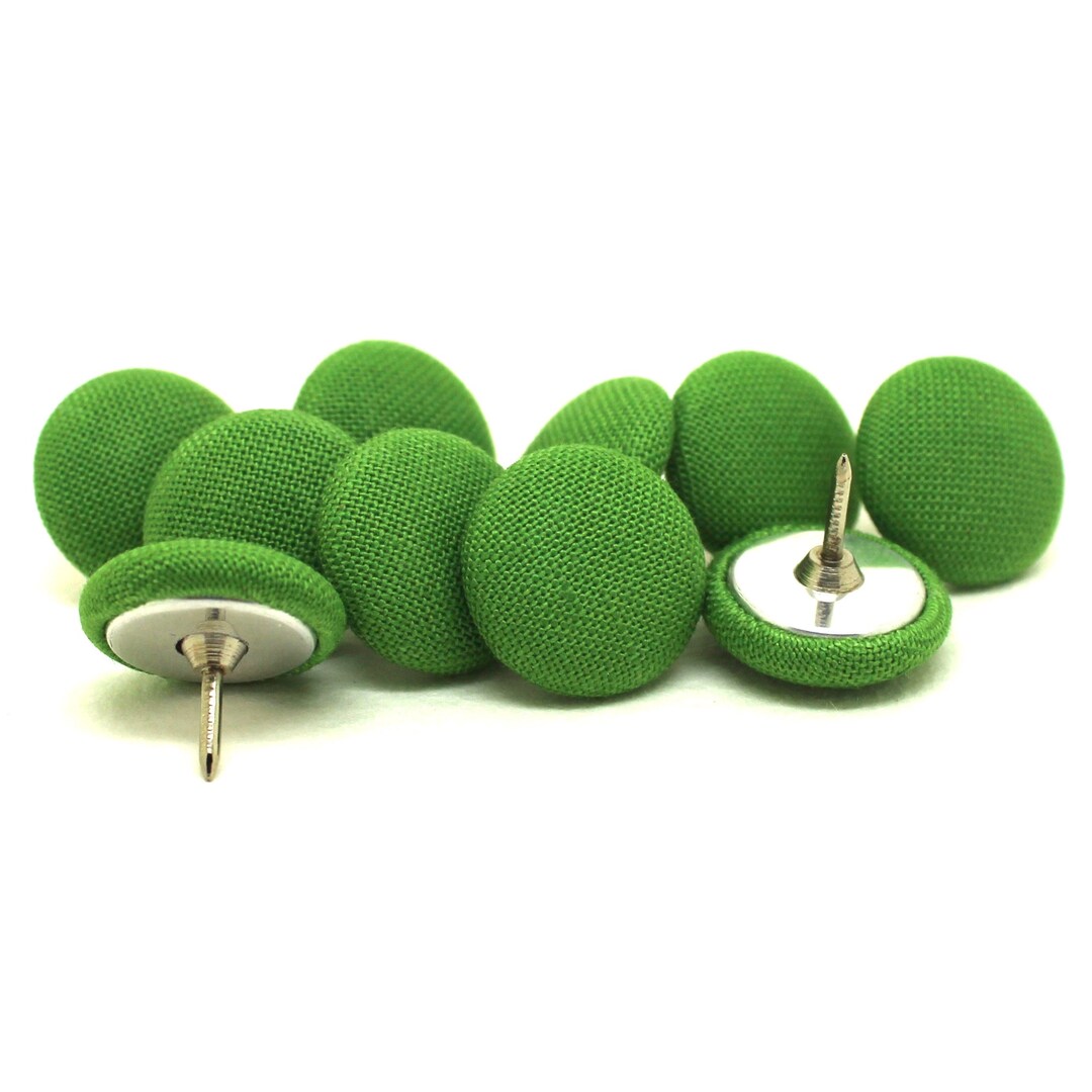 10 Grass Green Fabric Push Pins Green Drawing Pins Green - Etsy