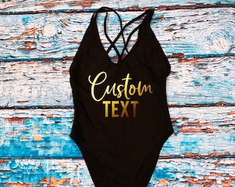 Custom Text Personalized Swimwear. Bathing Suit. Swimsuit. | Etsy
